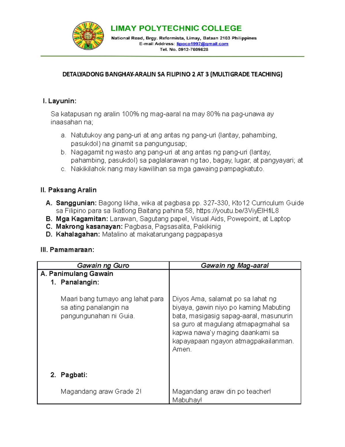 Banghay- Aralin SA Multigrade - DETALYADONG BANGHAY-ARALIN SA FILIPINO ...