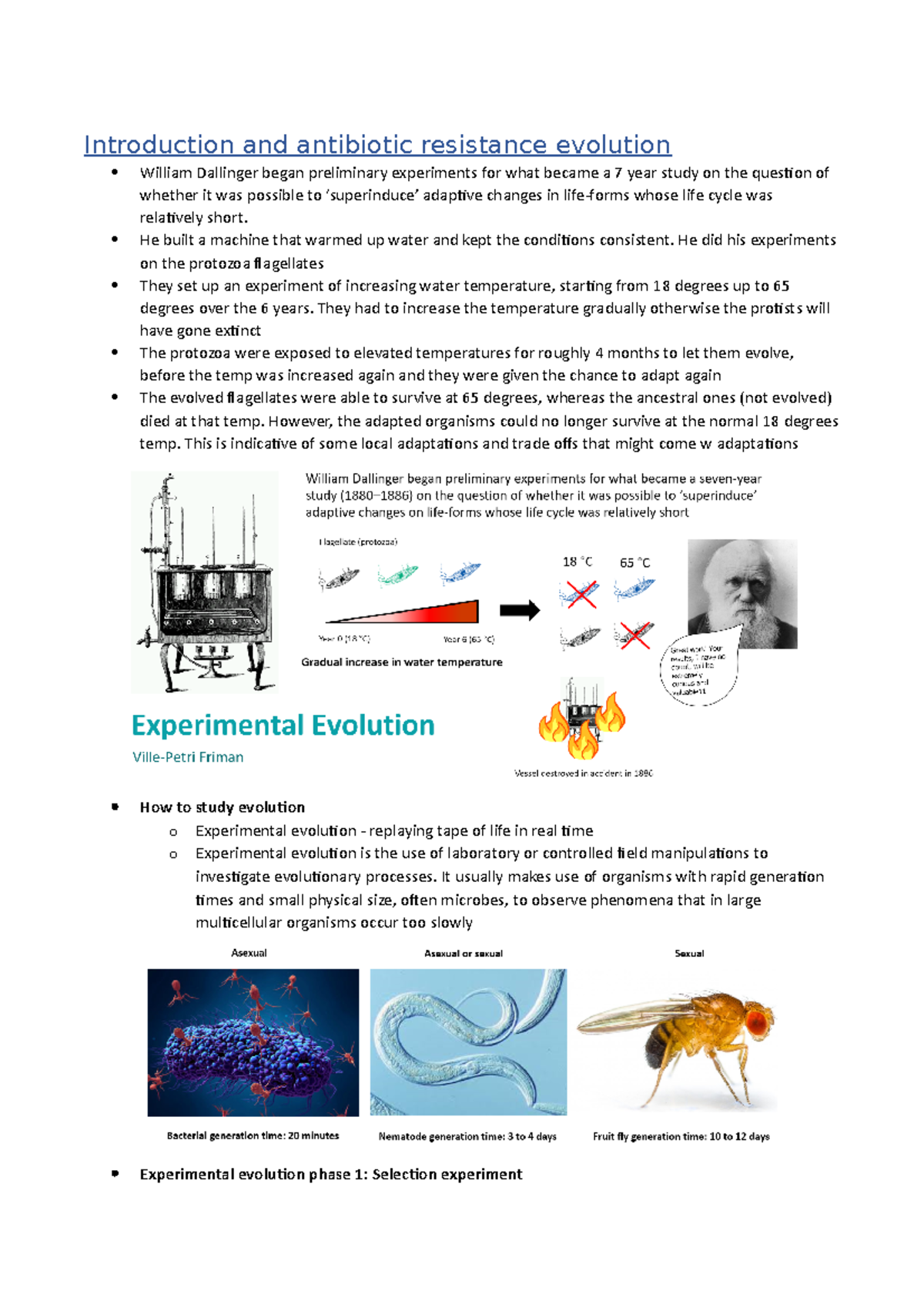 Experimental evolution - Introduction and antibiotic resistance ...