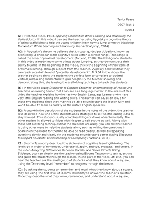 D170 Task 4 - Passed - D170 Task 4 10/2/ A1: Grade Level and Content ...