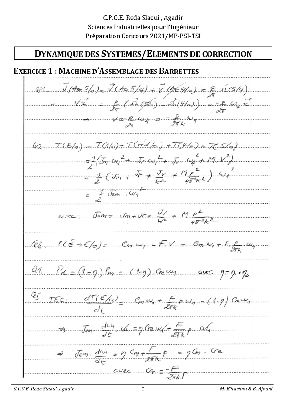 Préparation concours 2021 dynamique-RS-corrig Ã© - C.P.G. Reda Slaoui ...