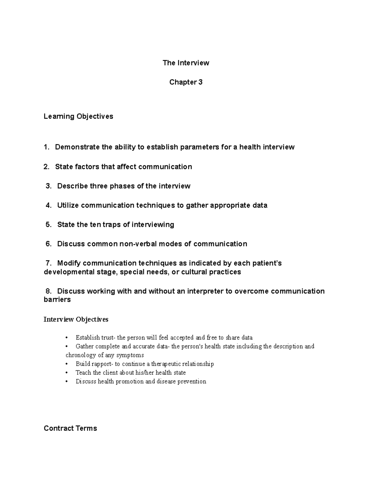 The Interview - Structure and Function, Subjective and Objective data ...