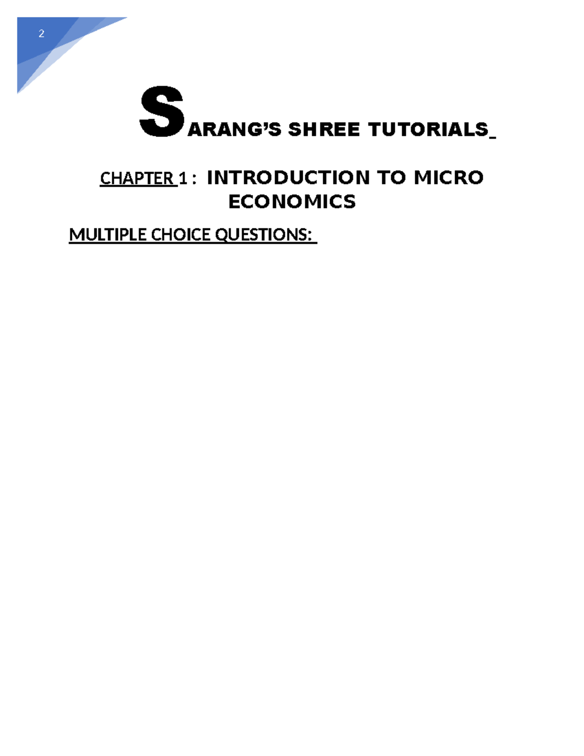 ECO Class 11 - my nake is akshita - Master in Business Management - 2 SARANG’S SHREE TUTORIALS ...