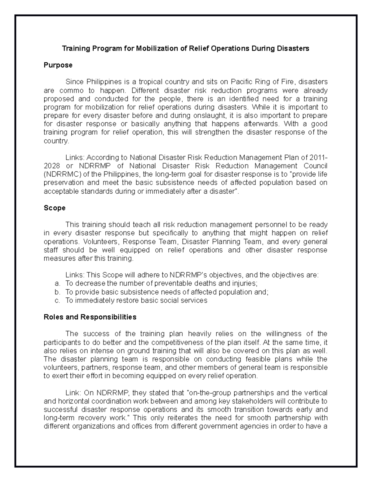 Training Program - Lecture notes 1 - Science, Technology, Engineering ...