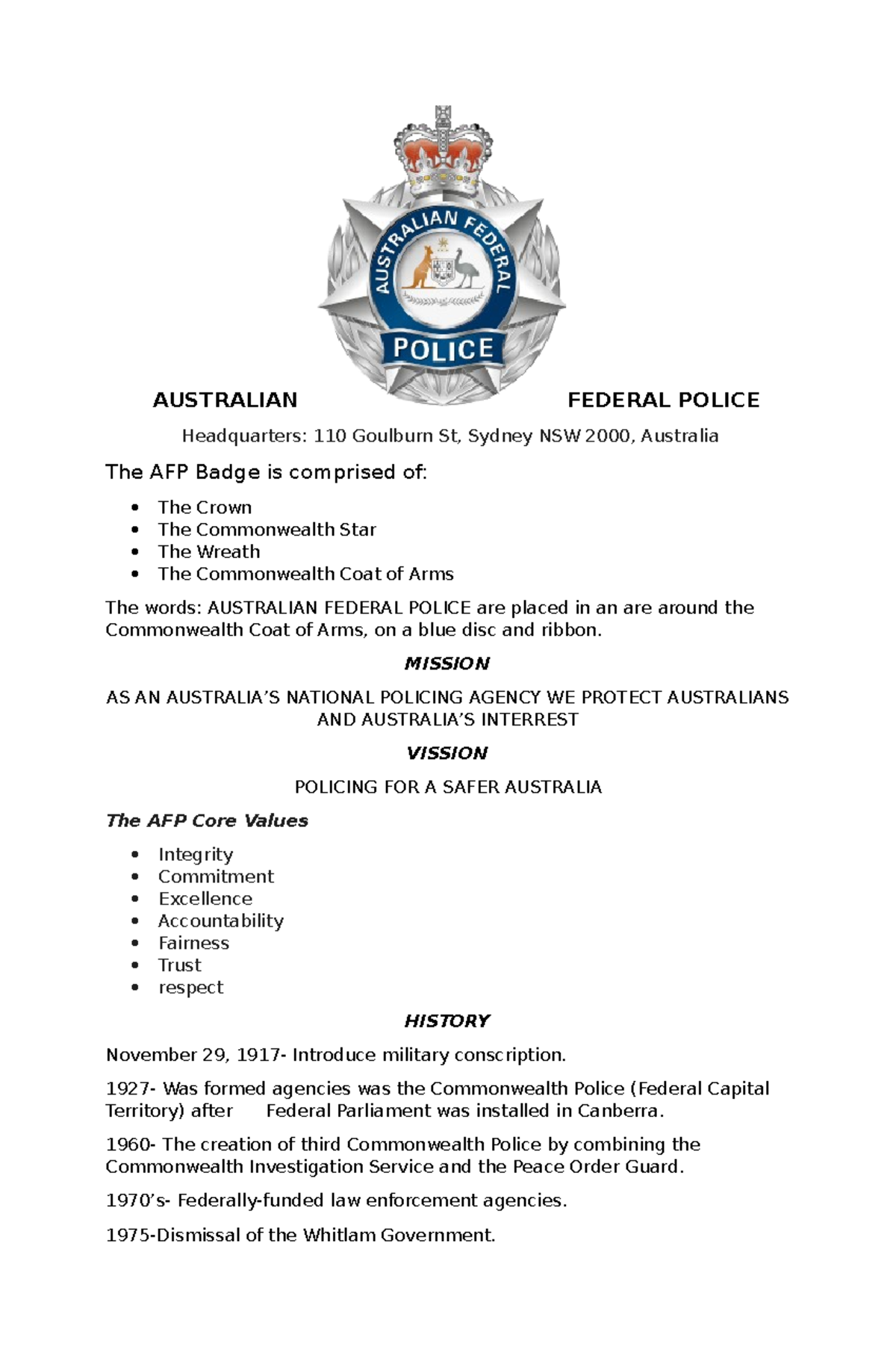 Australian Federal Police 2 - AUSTRALIAN FEDERAL POLICE Headquarters ...