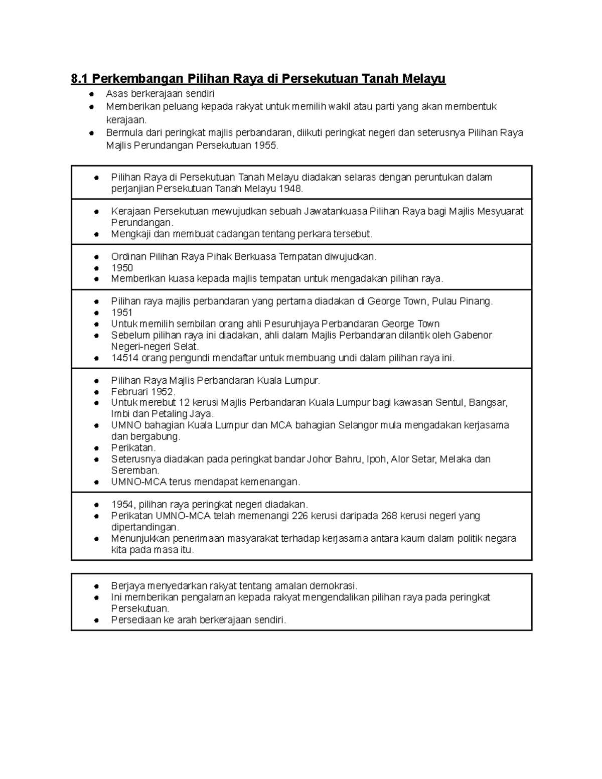 8.1 Perkembangan Pilihan Raya di Persekutuan Tanah Melayu - Bermula ...