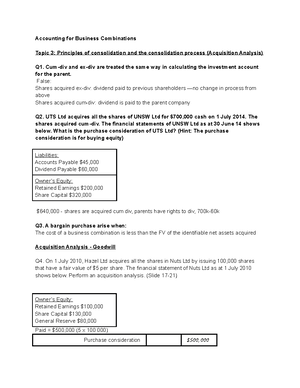 Accounting for Business Combinations notes - Lecture 1: Corporate ...