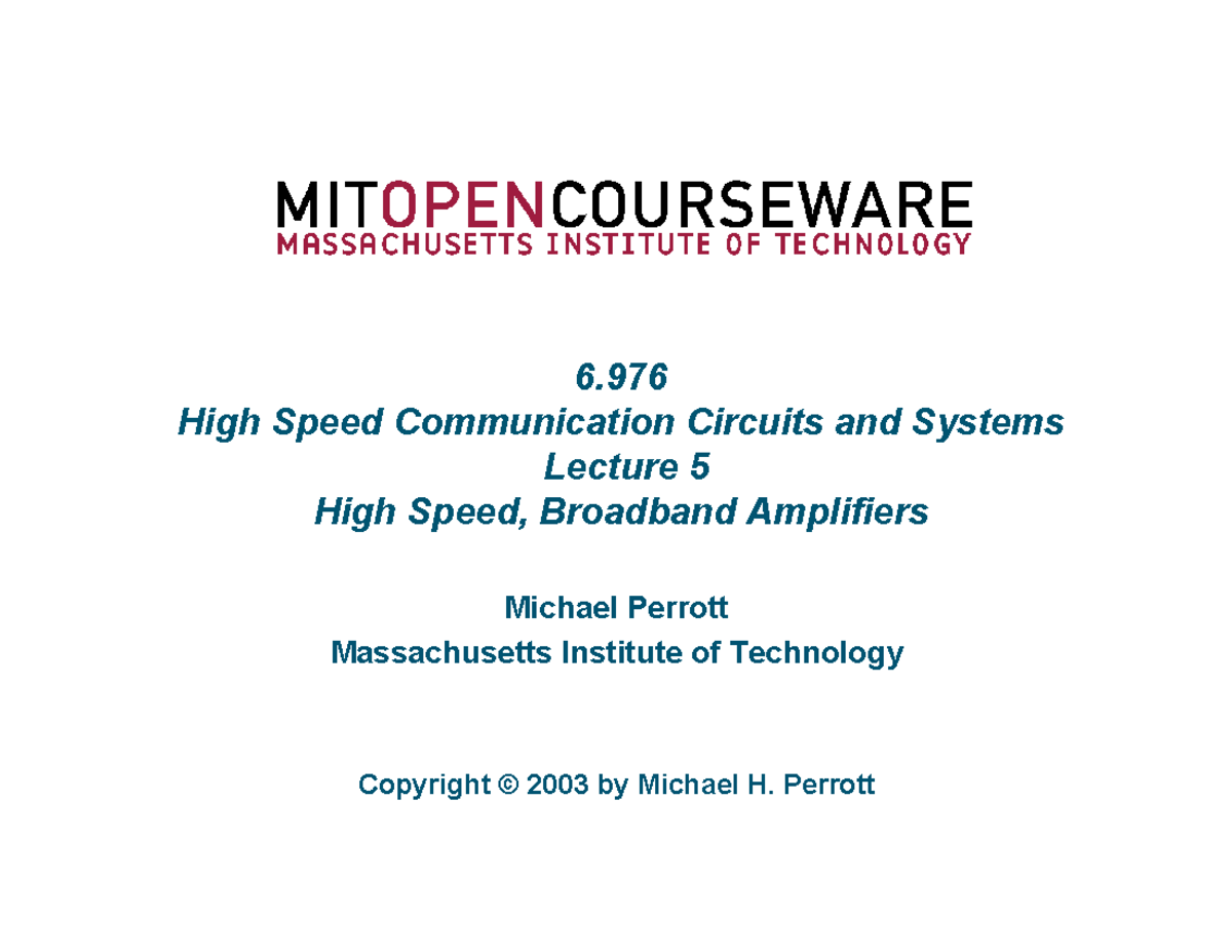 Bd23fbc3aa12e08f55e281de1ae4332a lec5 - 6. High Speed Communication ...