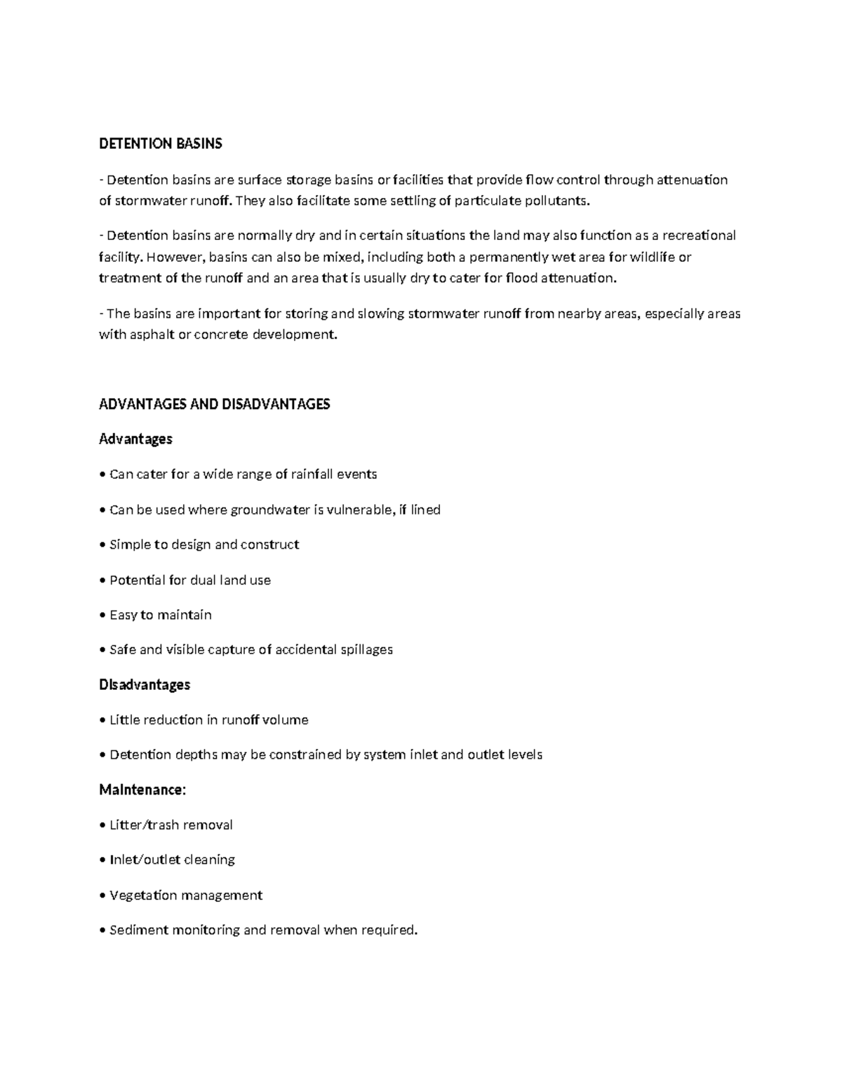 PCS-2-detention report - DETENTION BASINS Detention basins are surface ...