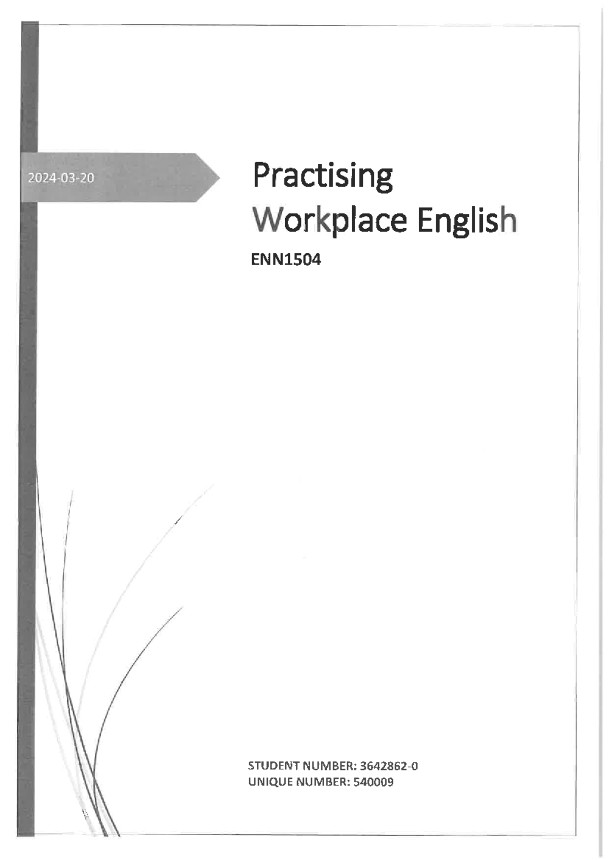 ENN1504 Assignment 1 - Practising Workplace English ENN1504 STUDENT ...