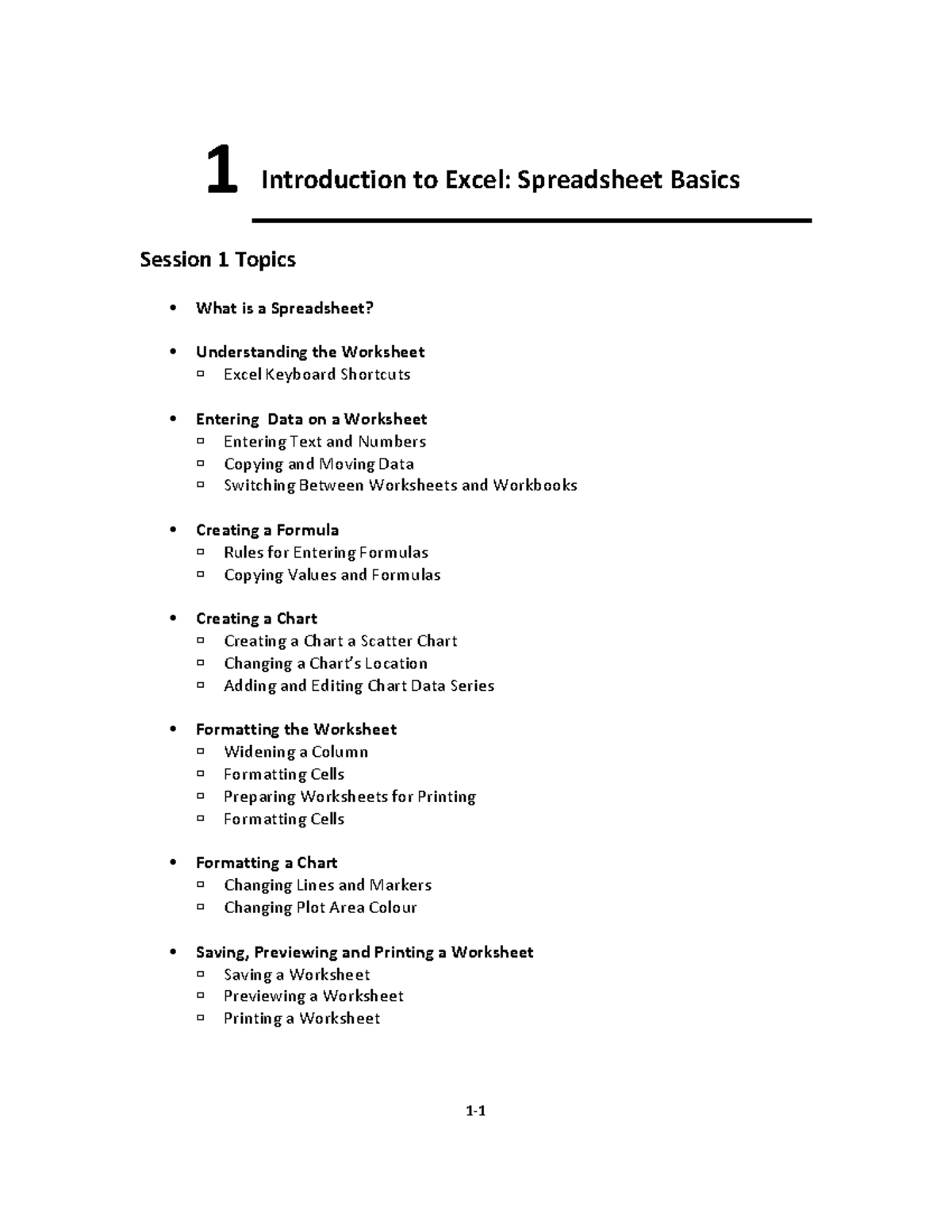 CHEM 140 Session 01 - 1 Introduction to Excel: Spreadsheet Basics ...