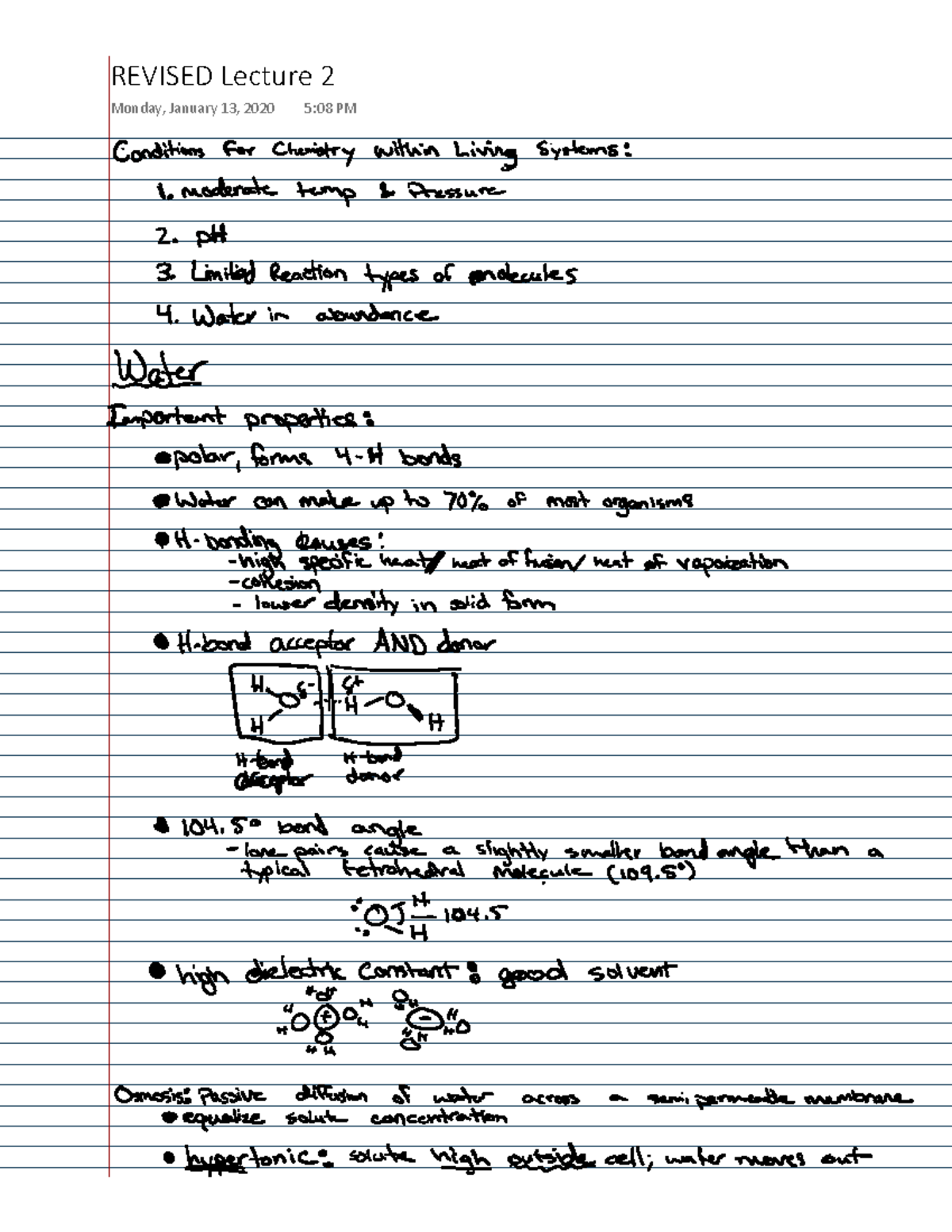 Biochem lec2 - section 1 - BIOSC 1000 - REVISED Lecture 2 Monday ...