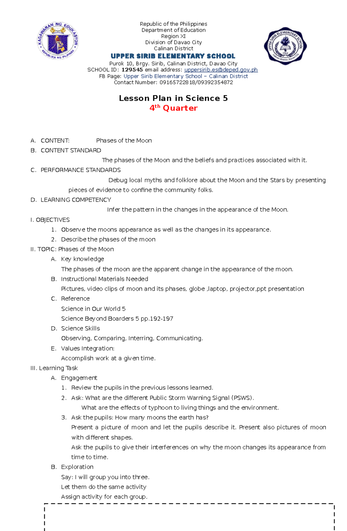 COT Q4 Science 5 - it can help - Republic of the Philippines Department ...