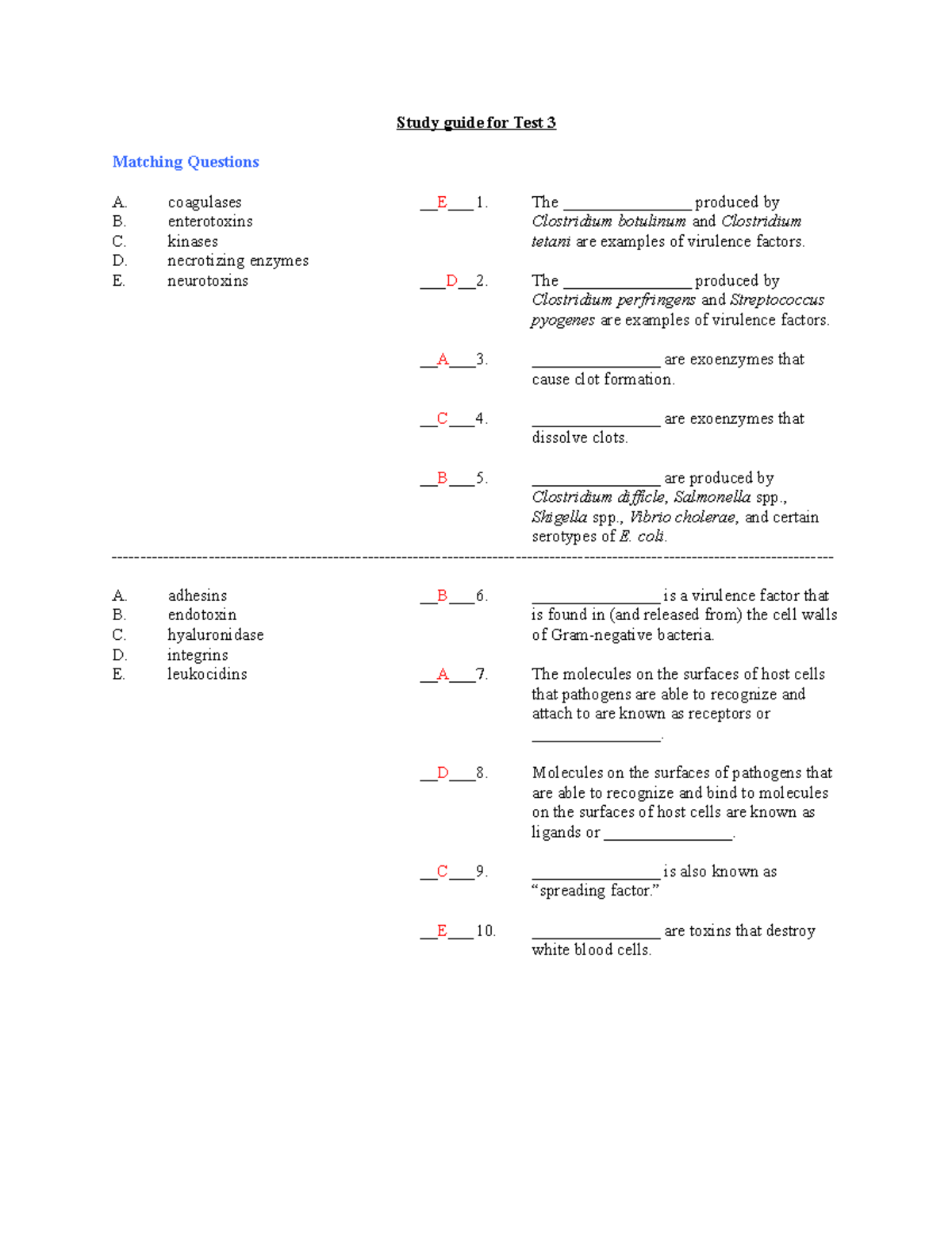KEYStudy guide for Test 3 - Study guide for Test 3 Matching Questions A ...