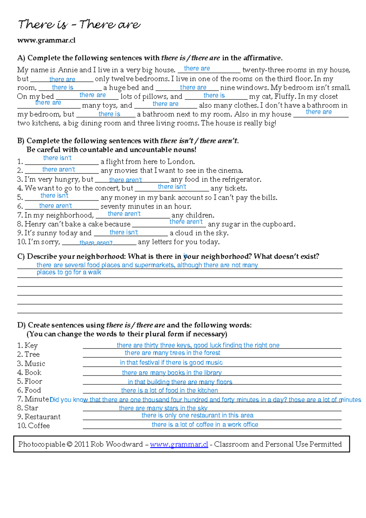 November 5th there-is-there-are - There is – There are grammar A ...