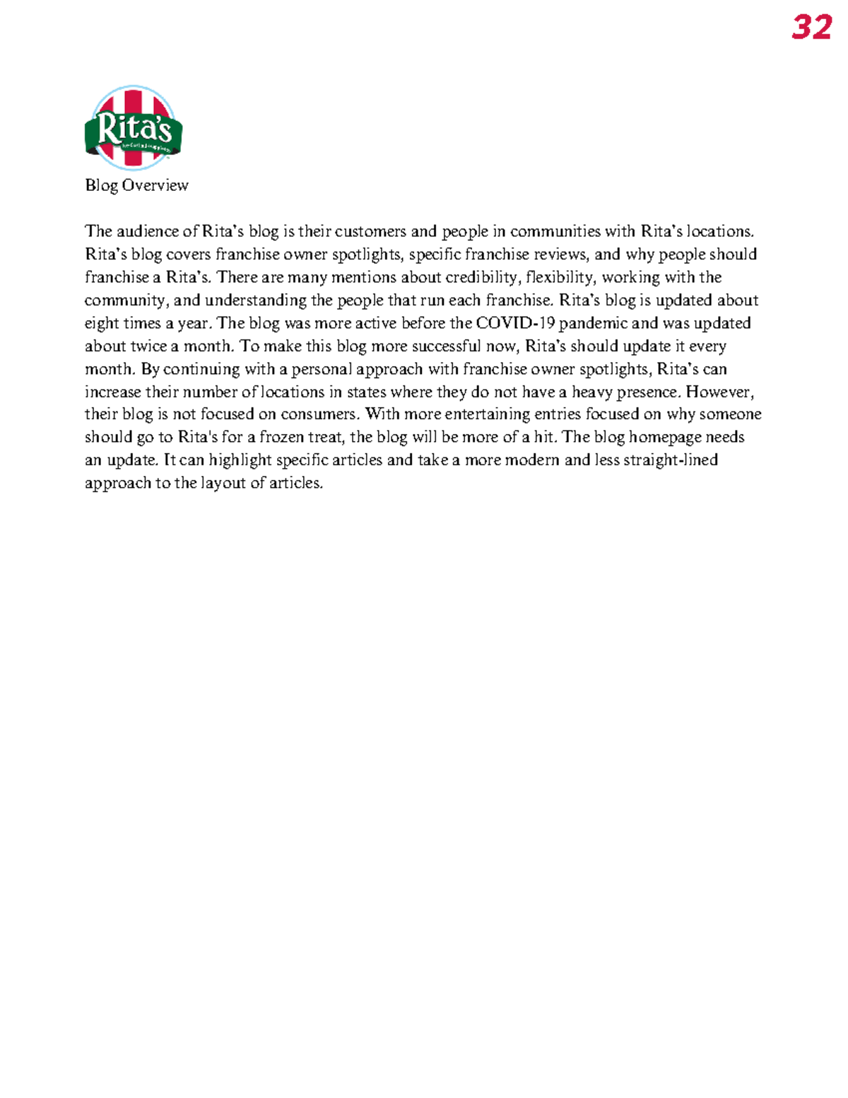 PRW Portfolio Rita's Italian Ice - Blog Overview The audience of Rita’s ...