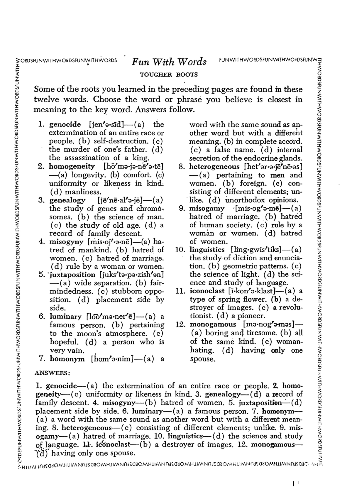 Quickie English Fun Quiz 4 - ORDSFUNWITHWORDSFUNWITHWORDS Fun With ...