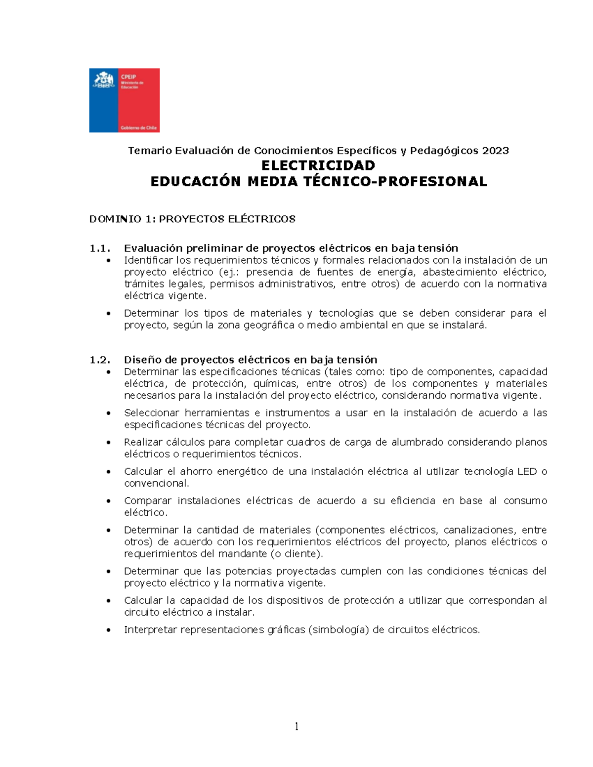 Temario electricidad evaluacion docente - Temario Evaluación de Conocimientos Específicos y ...