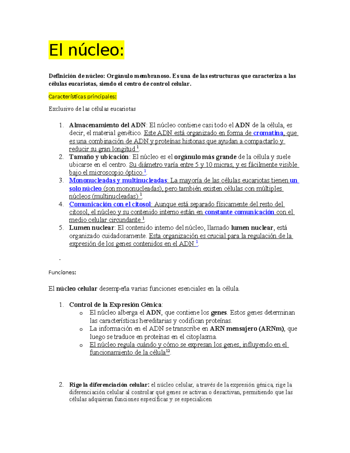 El núcleo - El núcleo: Definición de núcleo: Orgánulo membranoso. Es ...