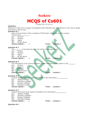 CS601 Current Paper Final Term By Vu Topper RM - CS 601 Important Topics FinalTerm By Vu Topper ...