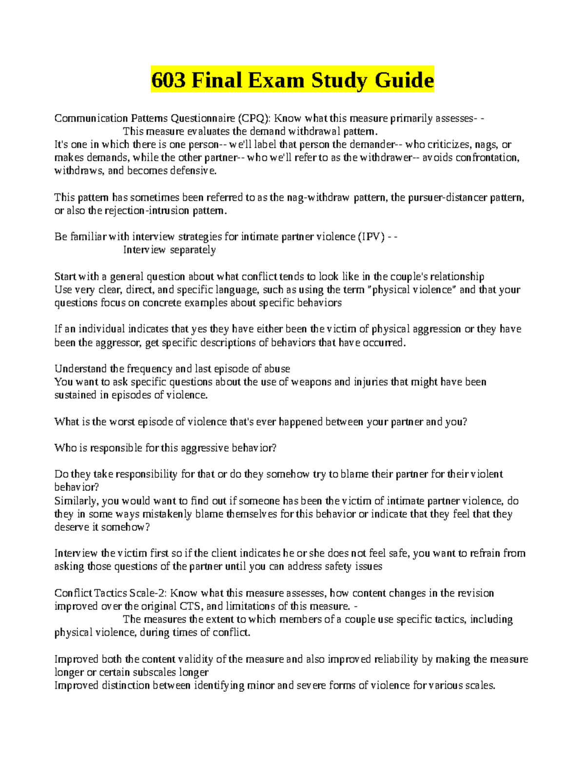 603 Final Exam Study Guide - 603 Final Exam Study Guide Communication ...