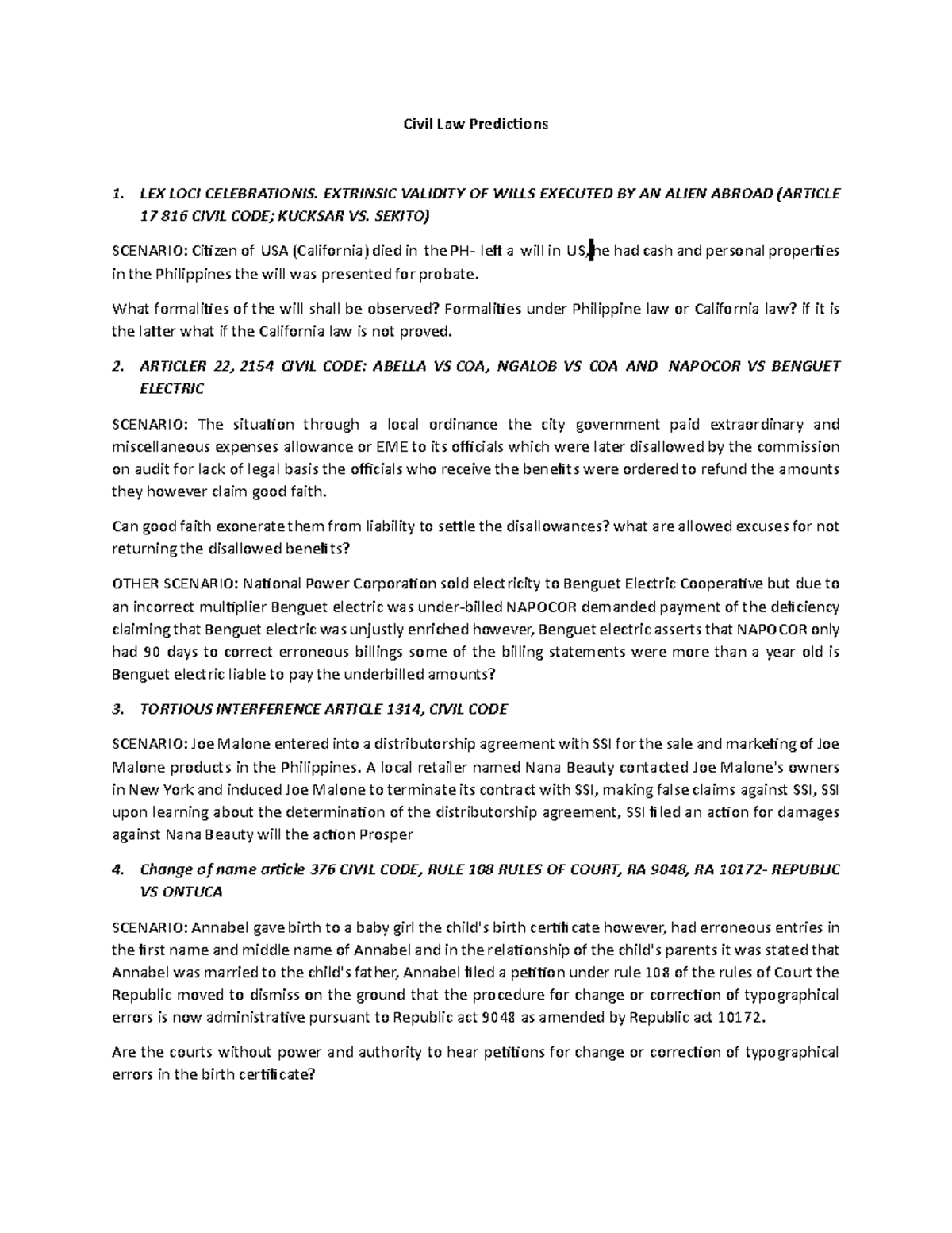 Civil Law Predictions-ATTY Jumrani - Civil Law Predictions LEX LOCI ...