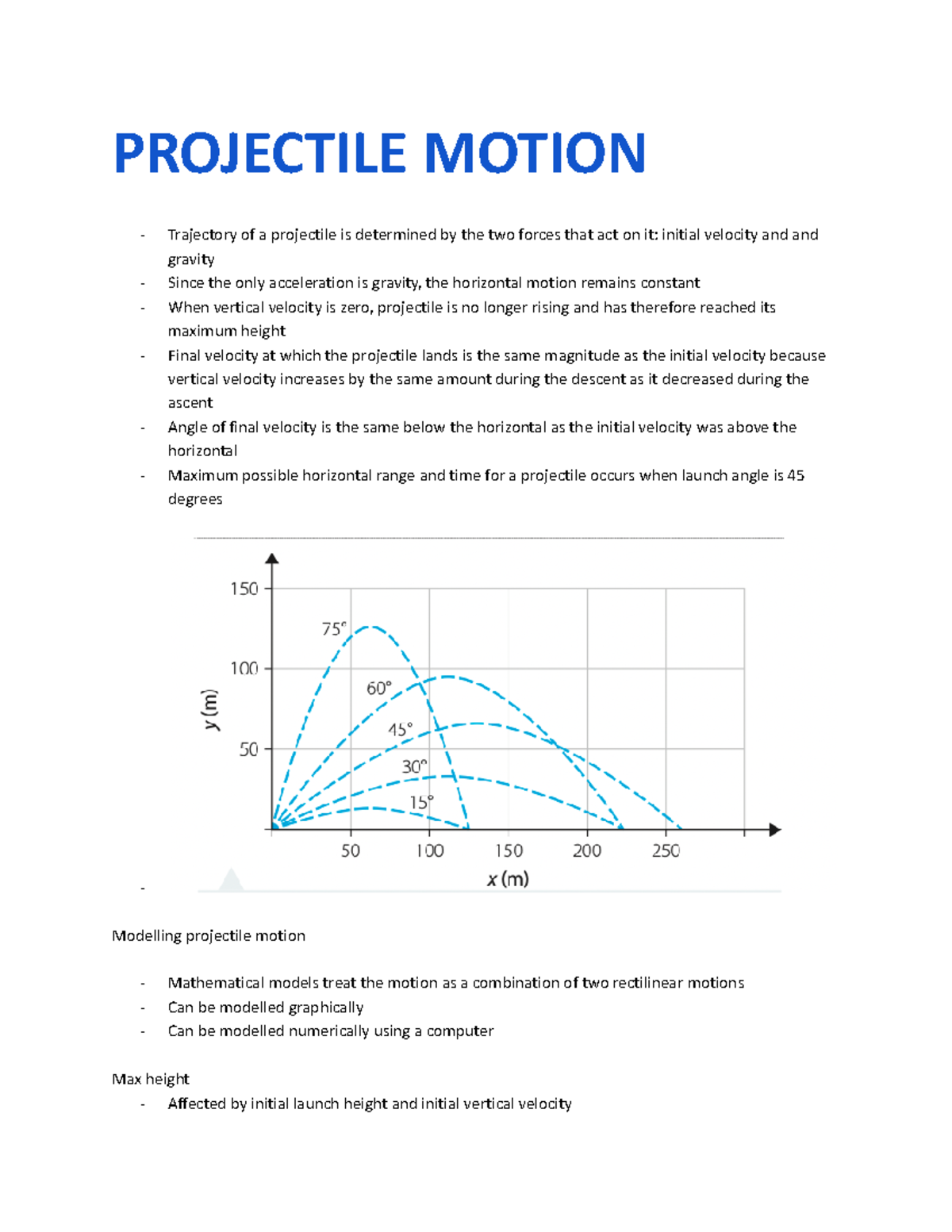Advanced mech - Google Docs - PROJECTILE MOTION Trajectory of a projectile is determined by the ...