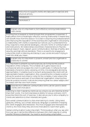 5 - fully complete and passed level 2 - Unit 5: Unit 6: Planning gym ...
