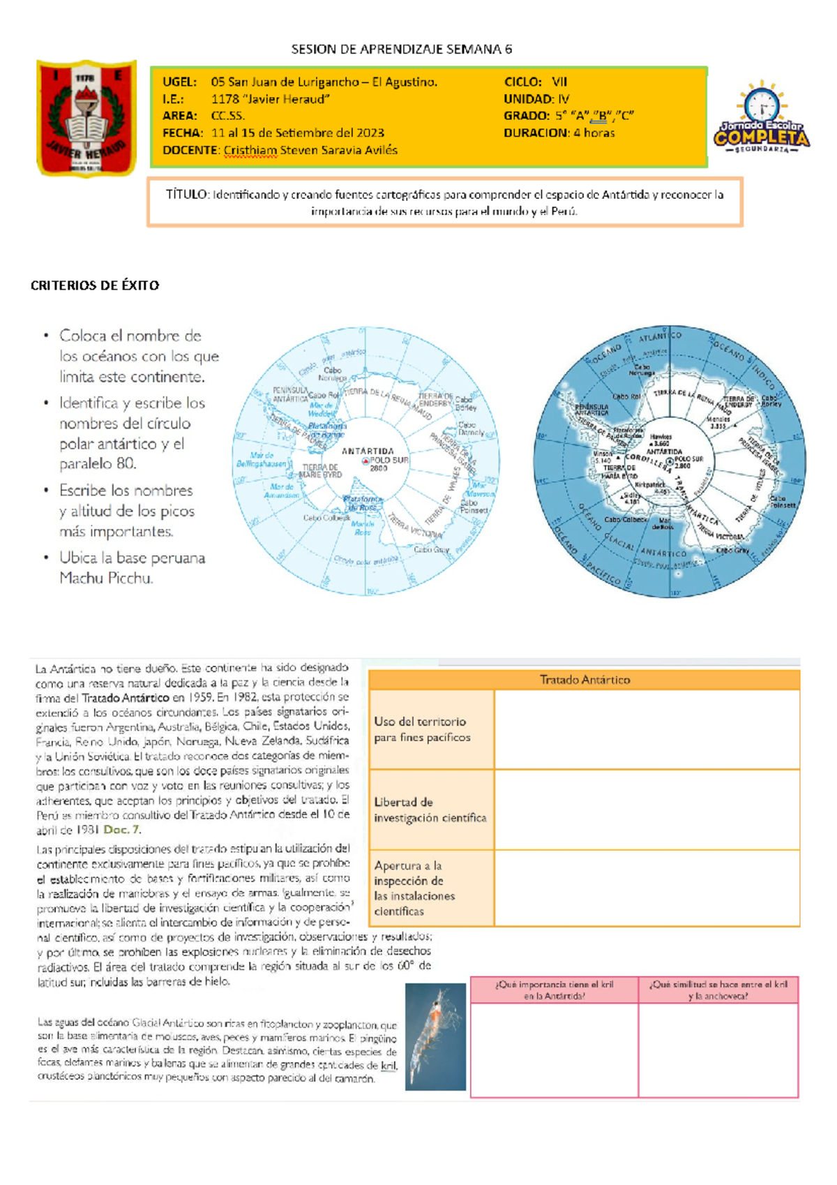 Ficha Quinto Antartida - Historia del Peru - CRITERIOS DE ÉXITO - Studocu