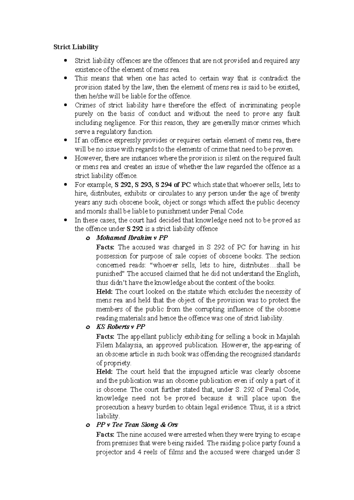 Strict Liability - this is very helpful - Strict Liability Strict ...