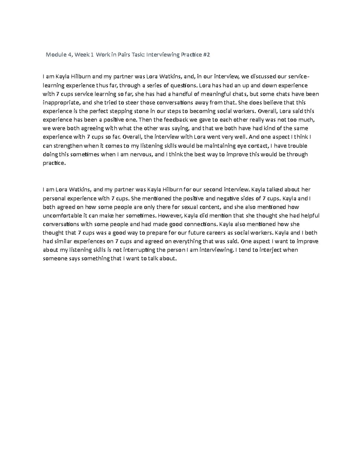 Interview practice #2 - sw example notes - Module 4, Week 1 Work in ...