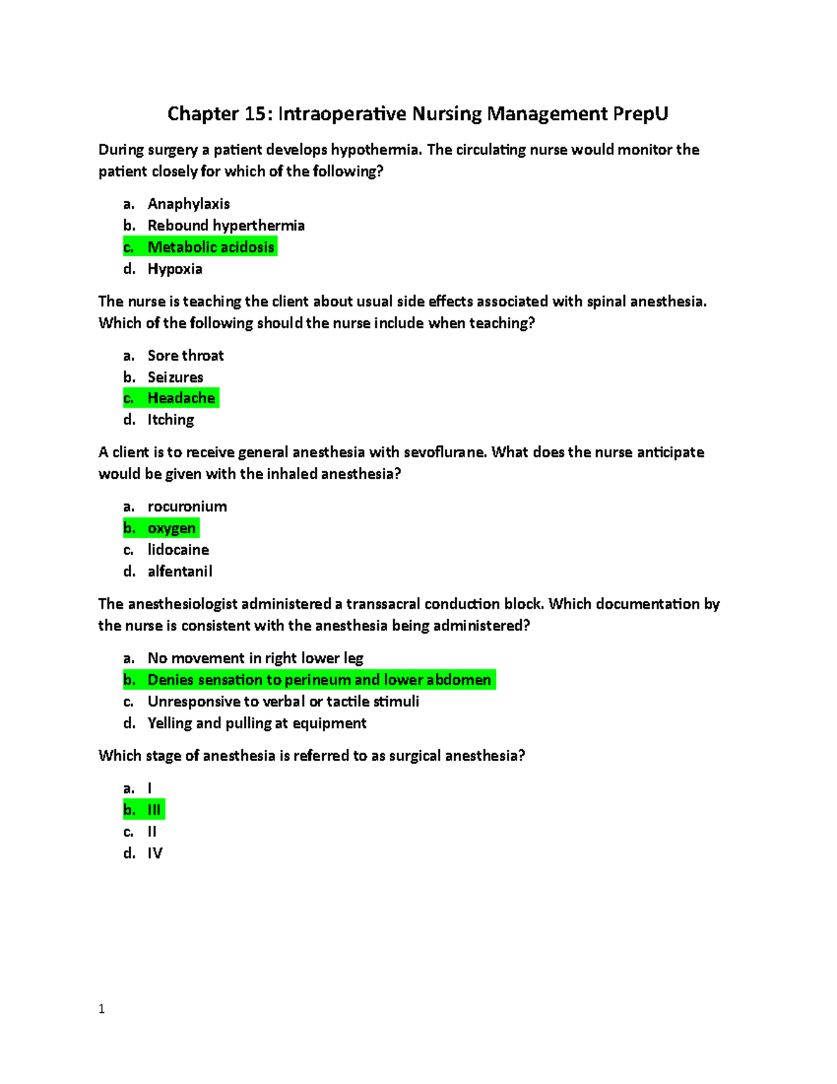 Intraoperative Nursing Management Prep U - Chapter 15: Intraoperative ...
