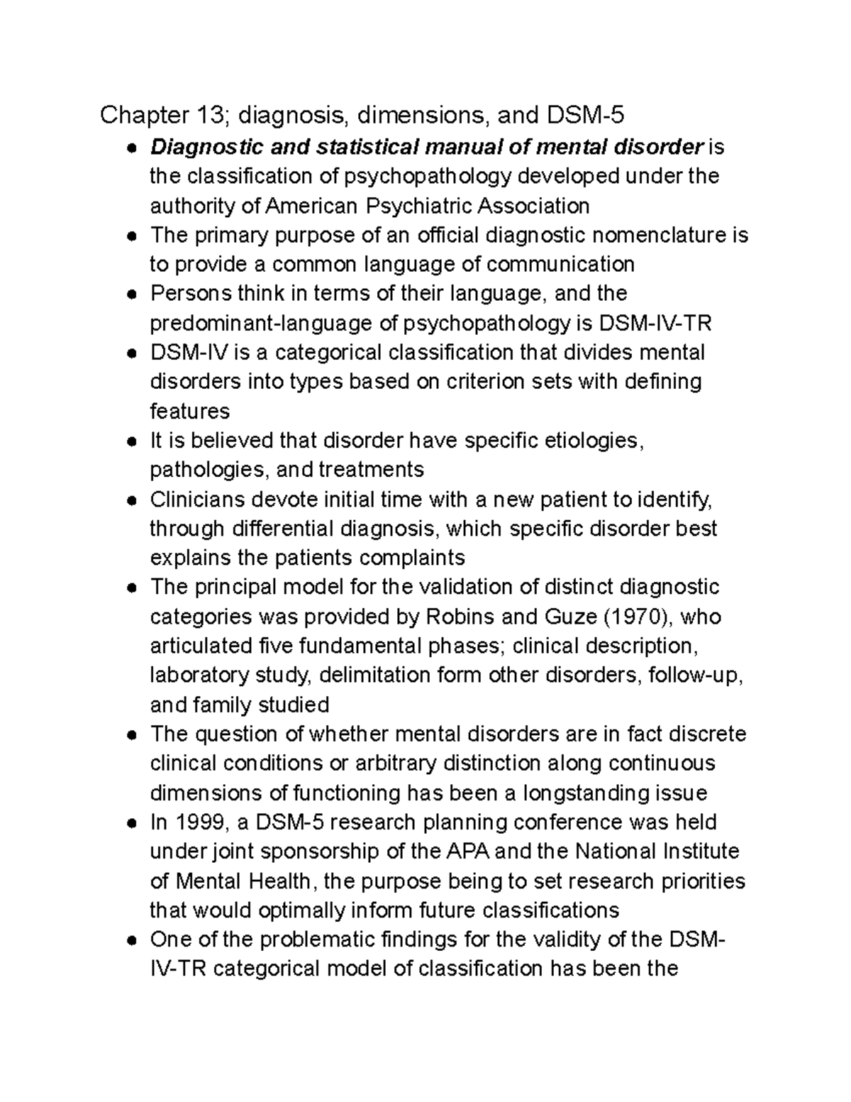 Chapter 13; diagnosis, dimensions, and DSM-5 - Studocu