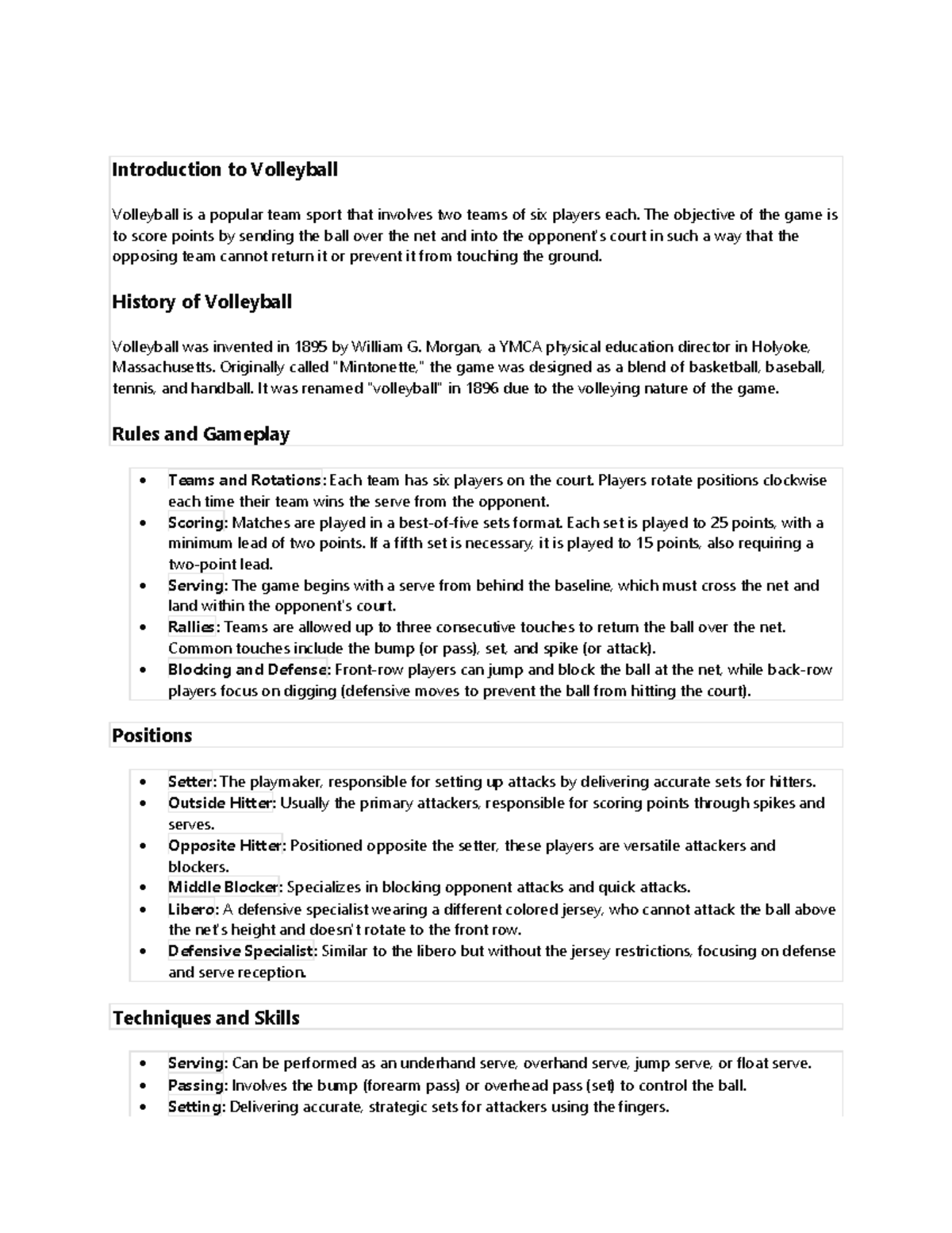 Volleyball Finals reviewer - Introduction to Volleyball Volleyball is a ...