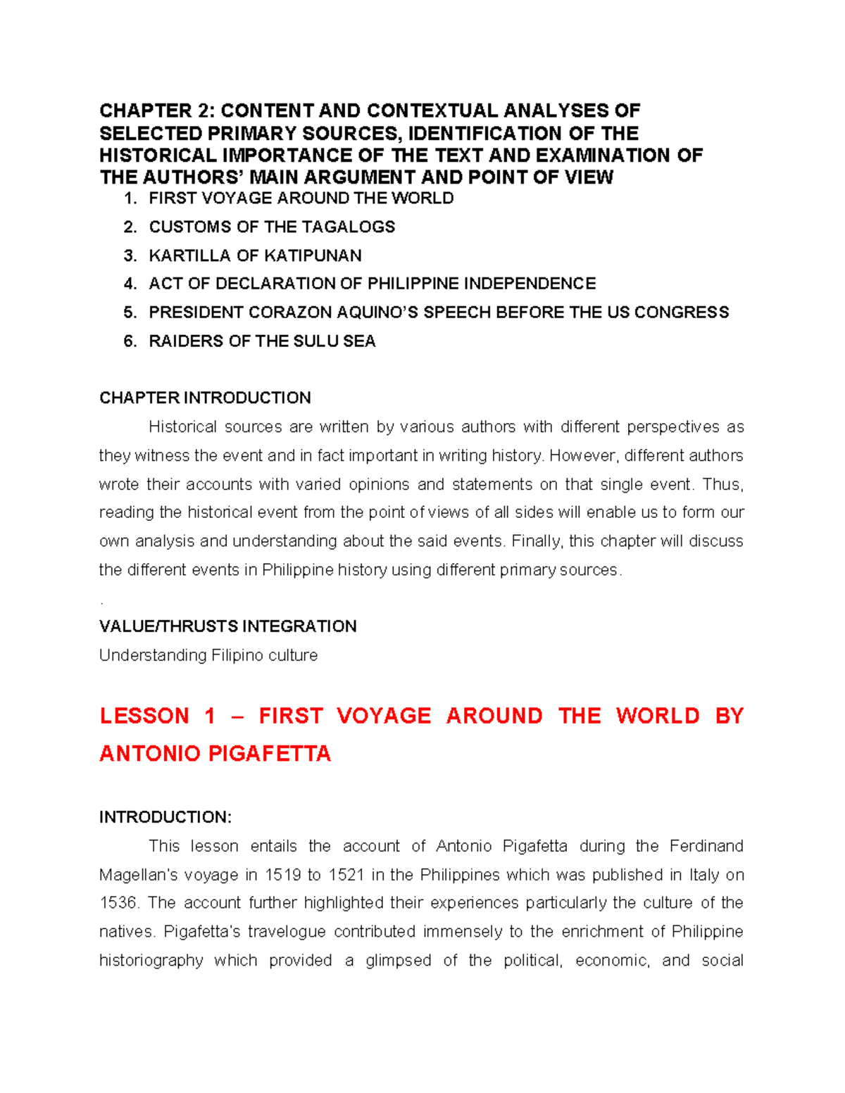 Chapter 2 Module I IN GEC 2 - CHAPTER 2: CONTENT AND CONTEXTUAL ANALYSES OF SELECTED PRIMARY ...
