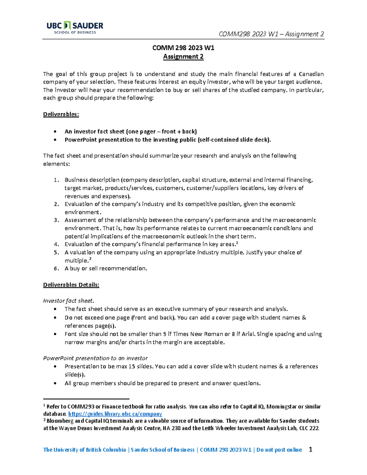 COMM 298 2023 W1 - Assignment 2 - COMM298 2023 W1 – Assignment 2 The University of British ...