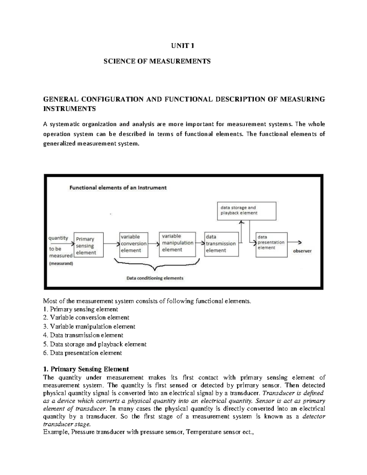 Functional-Descriptions - UNIT 1 SCIENCE OF MEASUREMENTS GENERAL ...