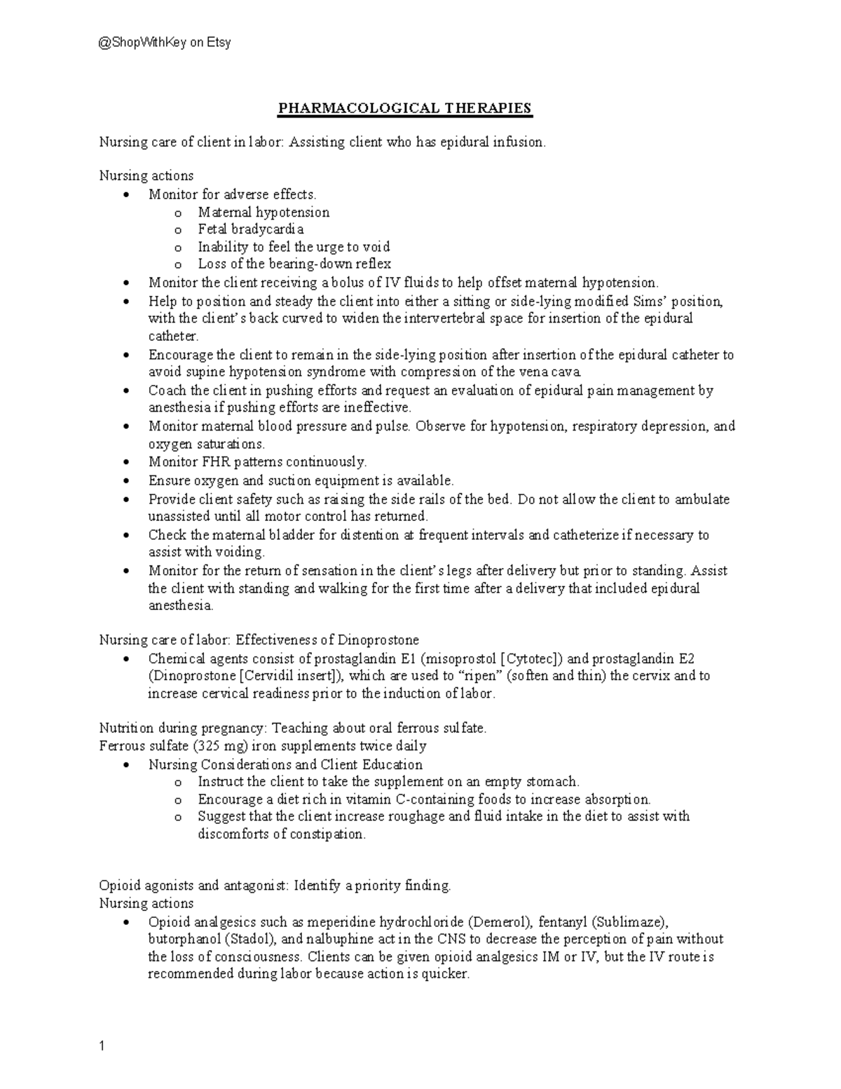 Maternal newborn drugs guide - PHARMACOLOGICAL THERAPIES Nursing care ...