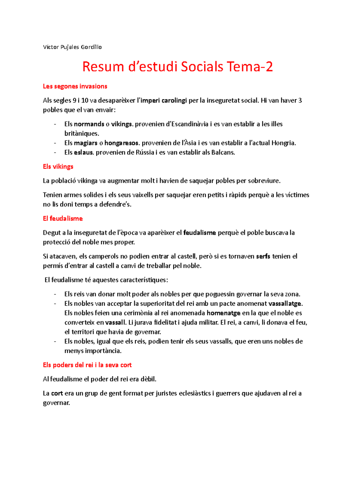 Resum Feudalisme - Víctor Pujales Gordillo Resum d’estudi Socials Tema ...