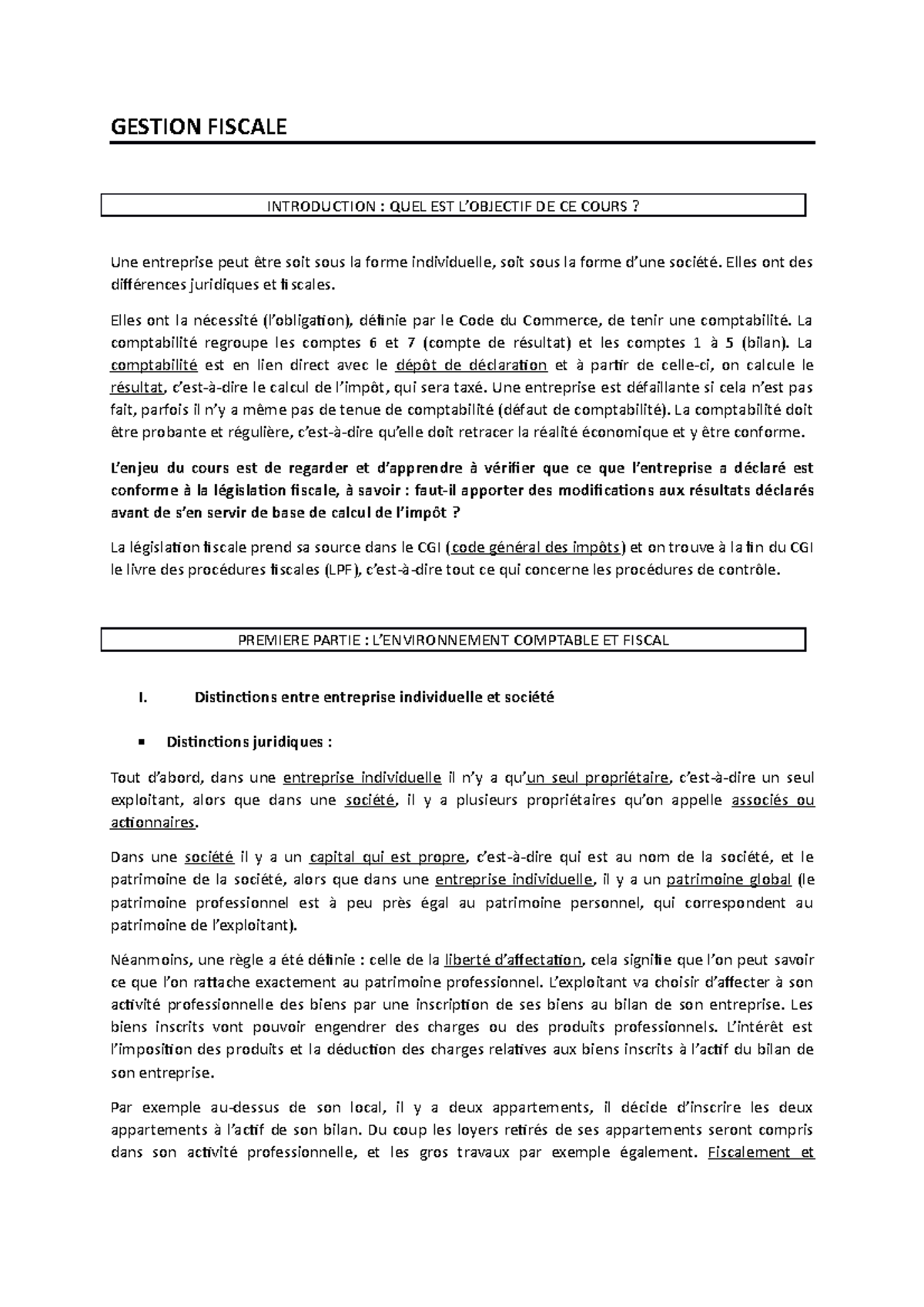 Gestion Fiscale - GESTION FISCALE INTRODUCTION : QUEL EST L’OBJECTIF DE ...