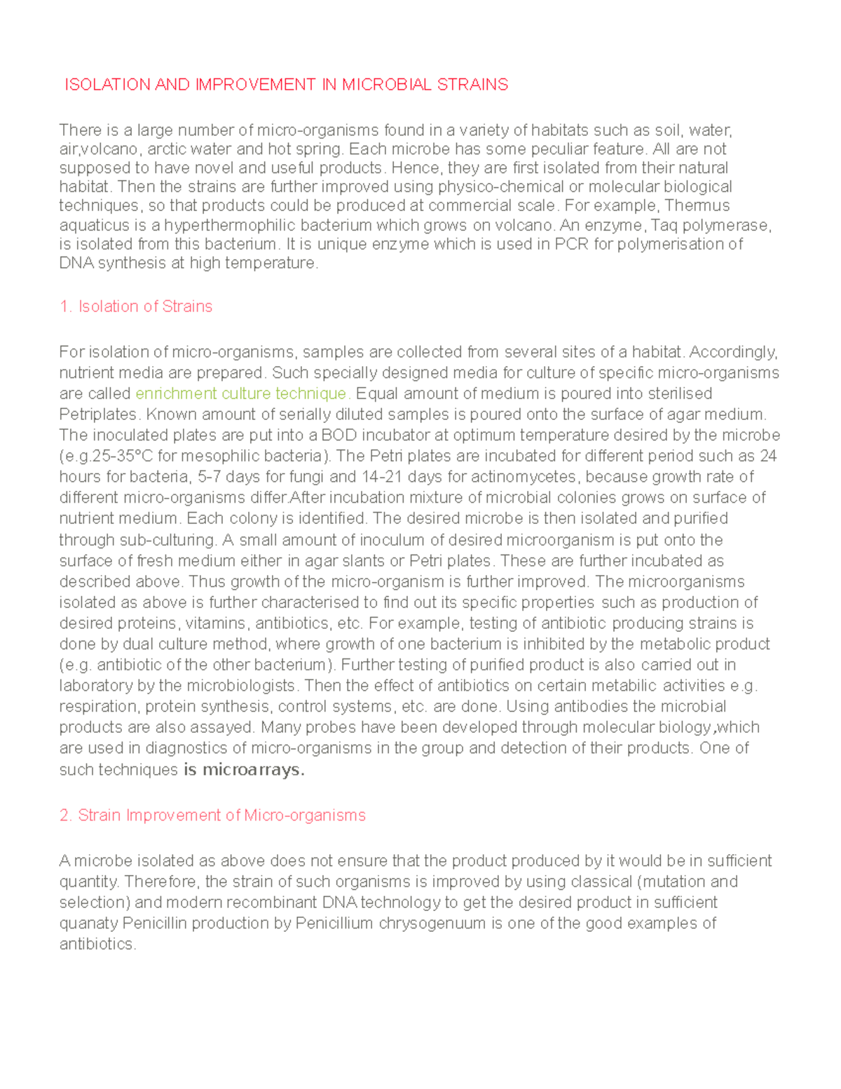 Isolation and strain improvement of microbe - ISOLATION AND IMPROVEMENT ...