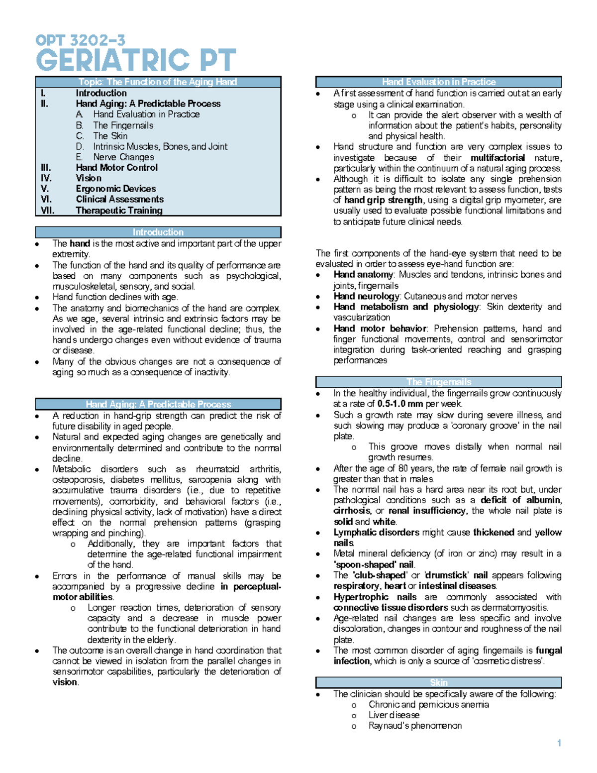 The Function of the Aging Hand - Introduction II. Hand Aging: A ...