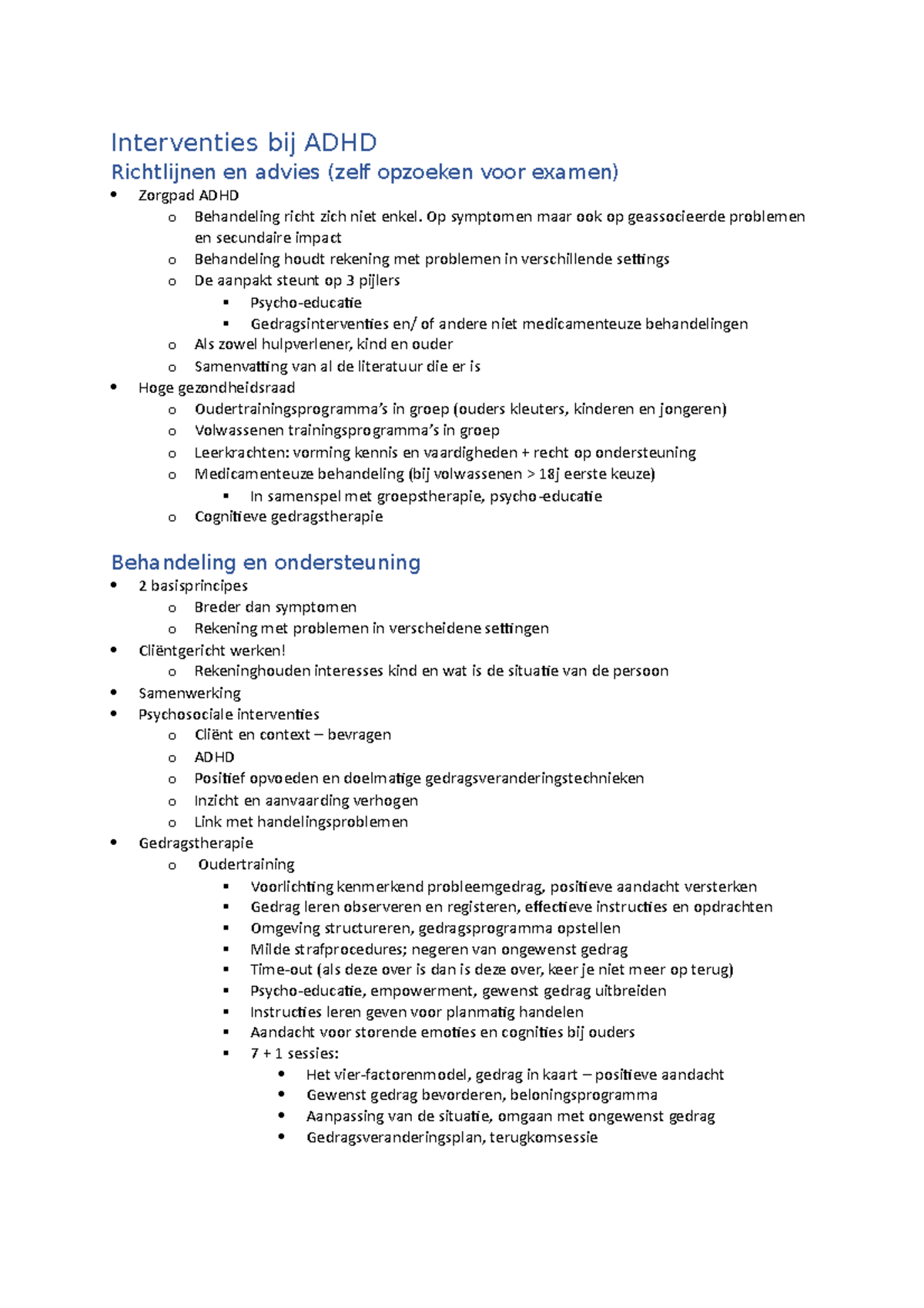 Interventies bij ADHD - inhoud van de lessen - Interventies bij ADHD ...