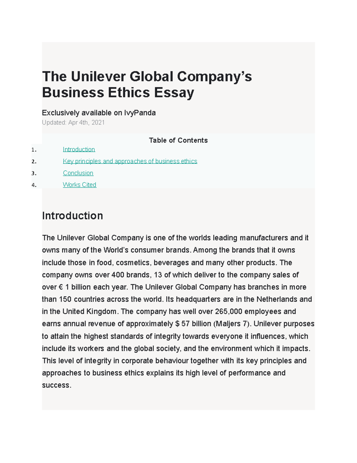 The Unilever Global Company - The Unilever Global Company’s Business ...