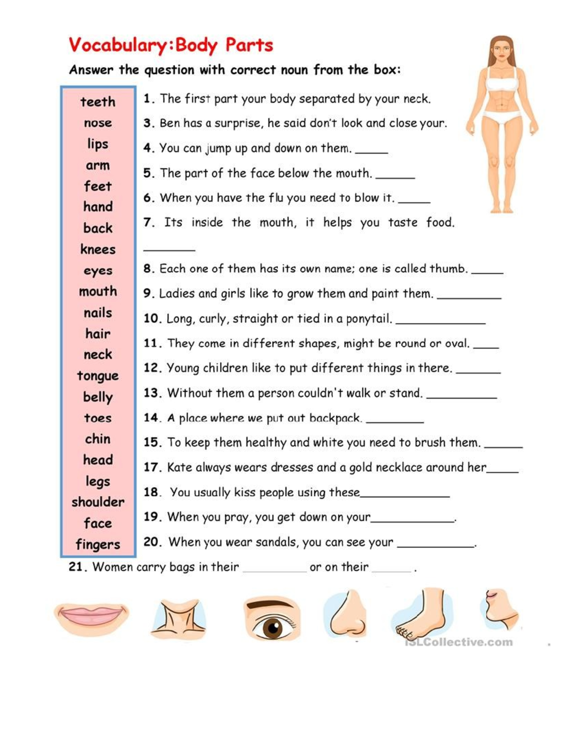 Body parts activity - Actividad en inglés con las partes del cuerpo ...