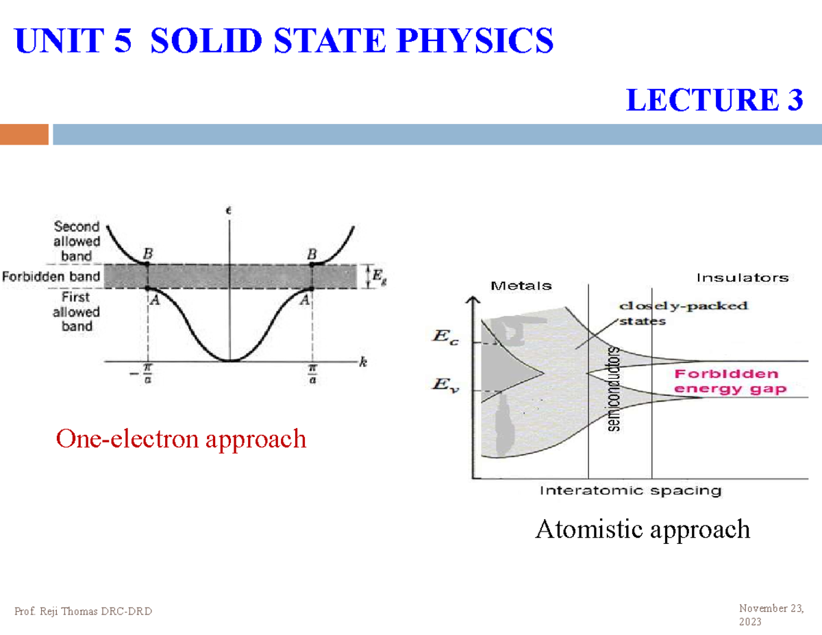 Phy 110 unit5 lecture 3 - unit 5 pdf - November 23, 2023 Prof. Reji Thomas DRC-DRD LECTURE 3 ...