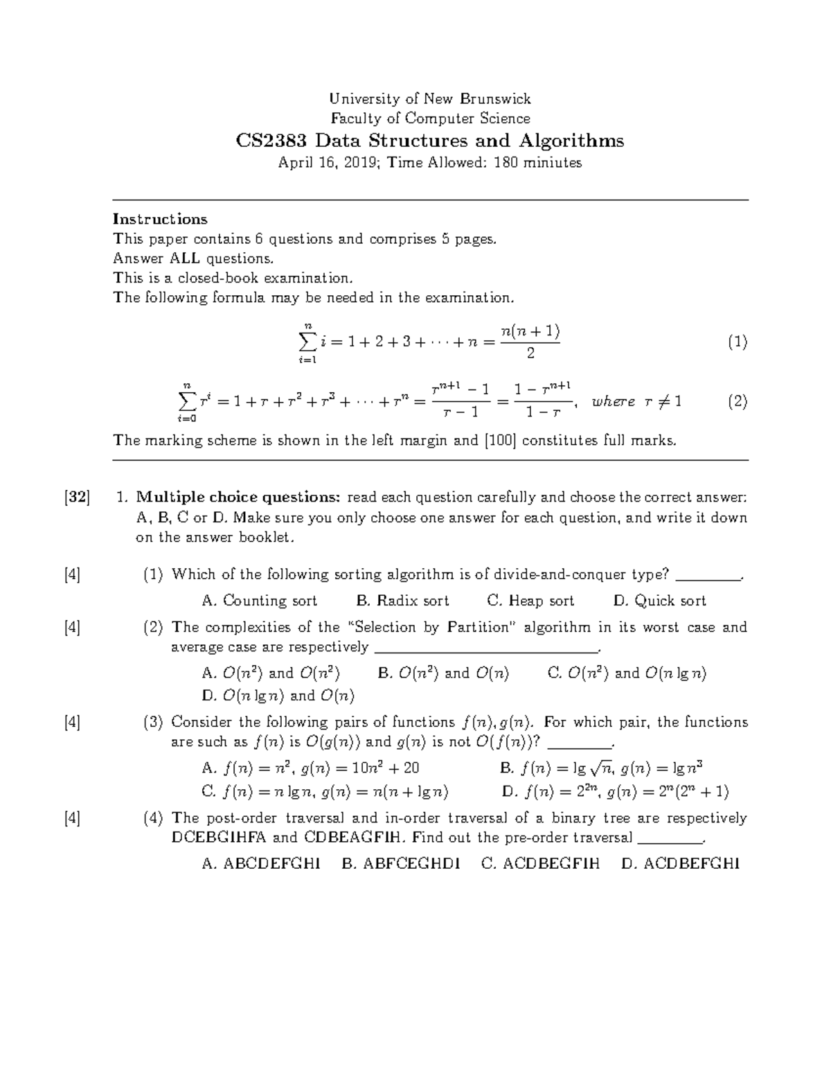 Final Answers Cs2383 Warning Tt Undefined Function 32 Warning Tt Undefined Function