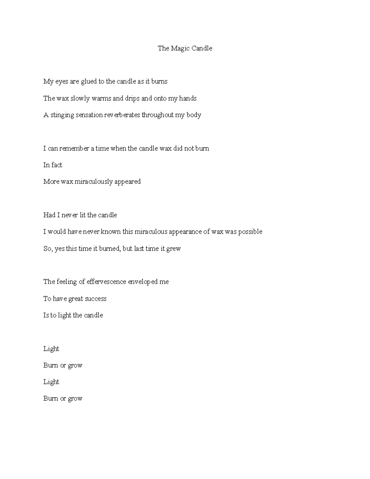 The Magic Candle - Write a poem and them describe it thoroughly - The ...