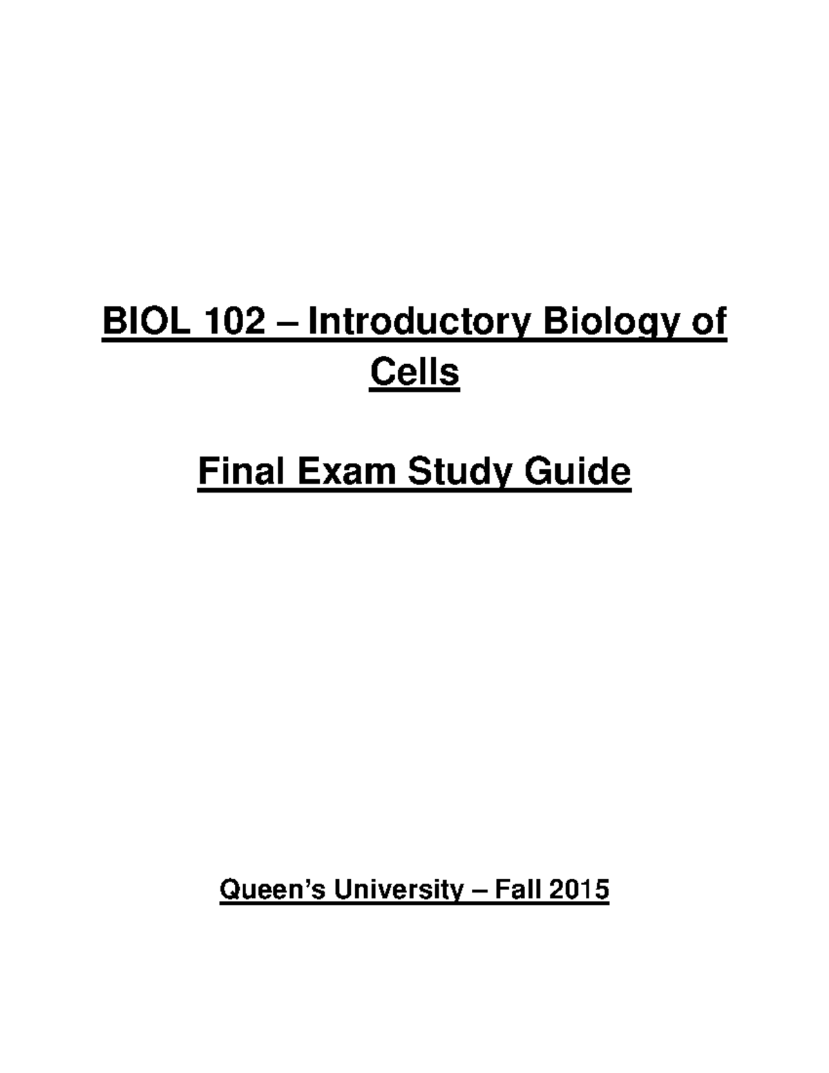 BIOL 102- Exam Review - Lecture notes all - BIOL 102 – Introductory ...