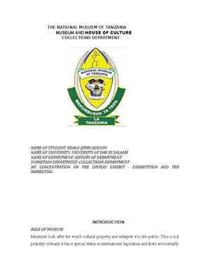 Isaria N Kimambo HI 368 Qn. 1 Part B - UNIVERSITY OF DAR ES SALAAM ...