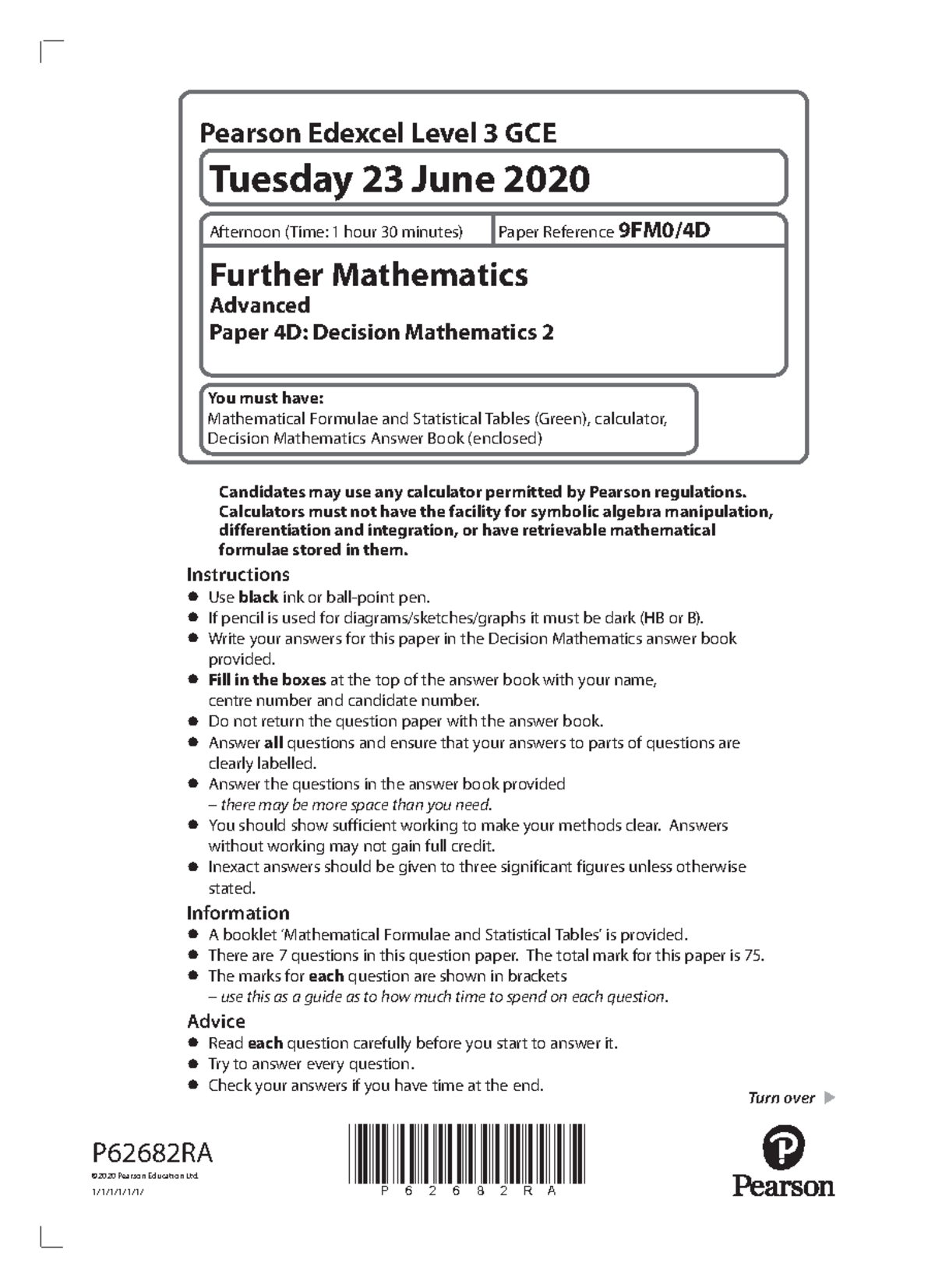 9fm0 4d que 202010 24 - Further maths papers - Pearson Edexcel Level 3 ...